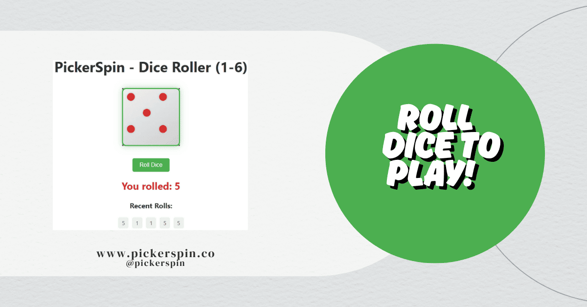 Online 3D Dice Roller (1–6) – Free & Realistic | PickerSpin